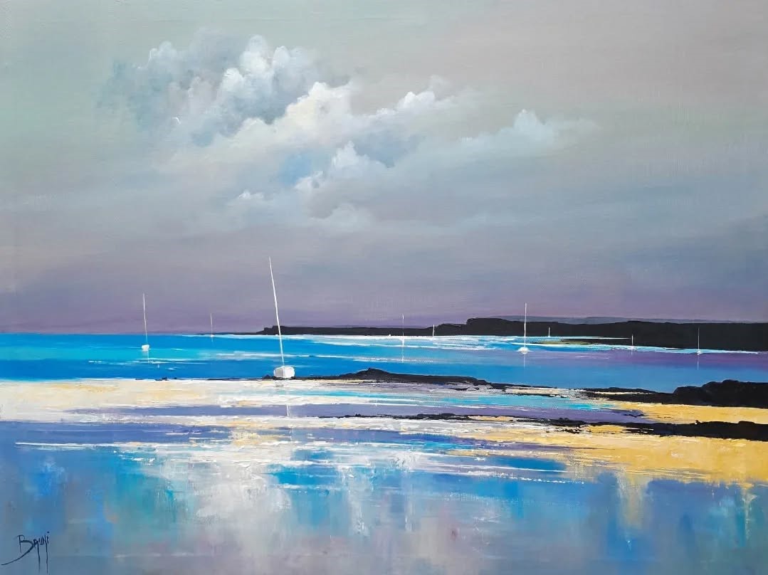 Les Lointains Bleus - Eric Bruni | Paysage Marin Acrylique